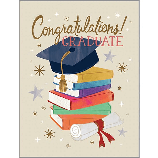 Graduation Greeting Card - Book Stack — Little Red Bird Gifts